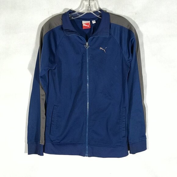 Puma | Jackets & Coats | Puma Blue Gray Stripe Running Runner Track ...